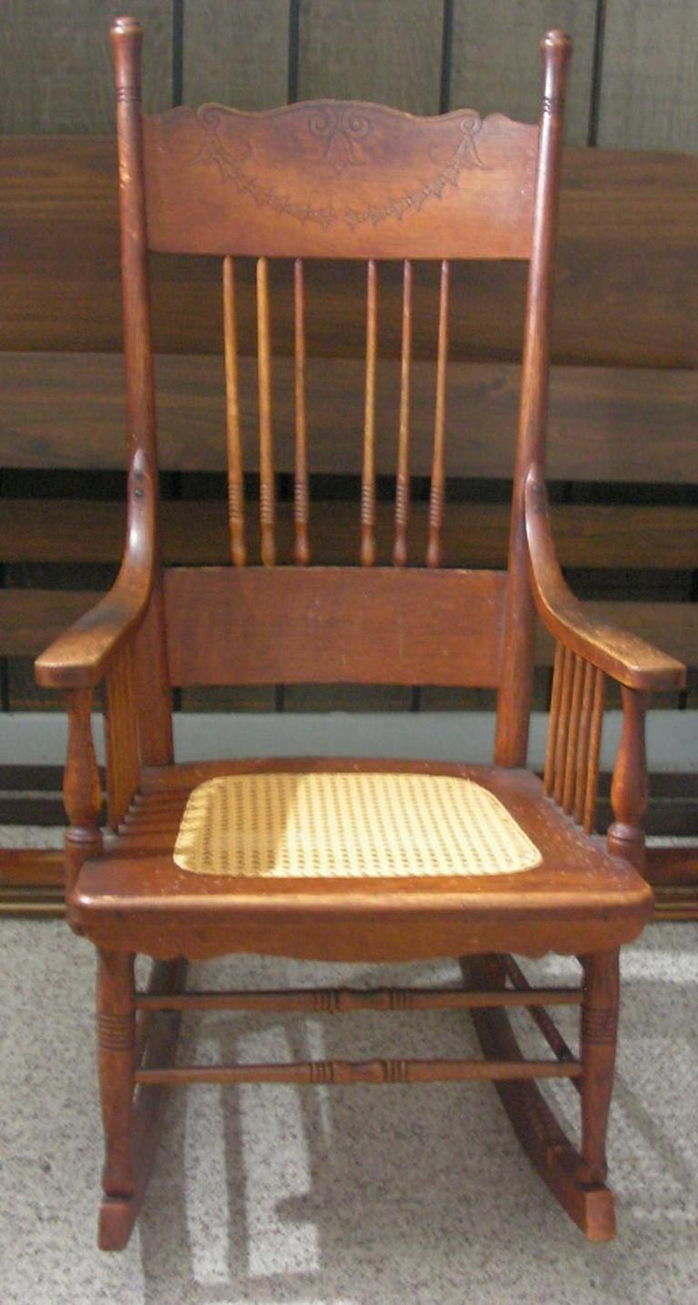 Auction Ohio | Oak Cane Bottom Rocker