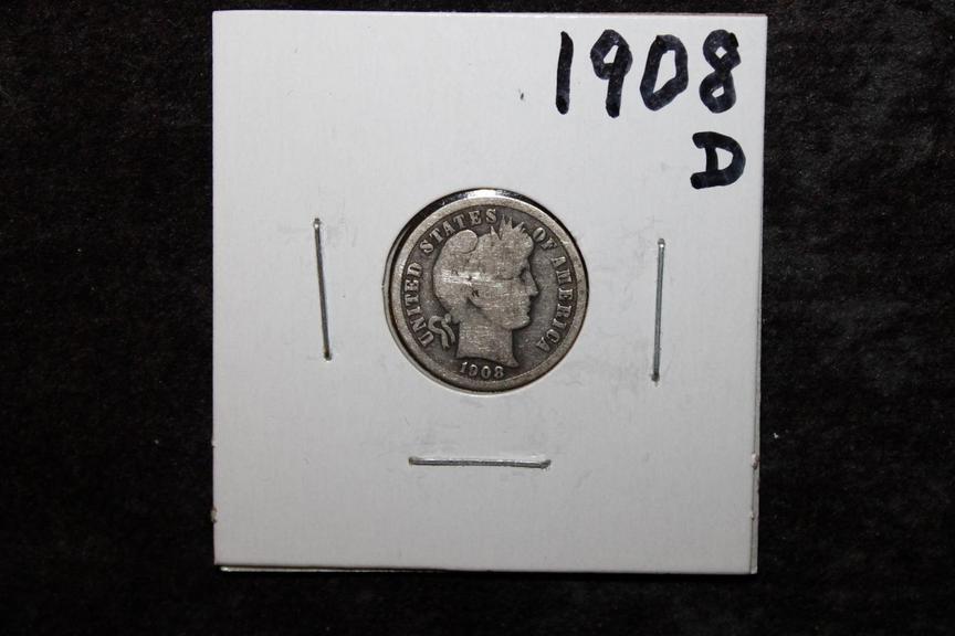 Auction Ohio | 1908-D U.S. Barber Silver Dime