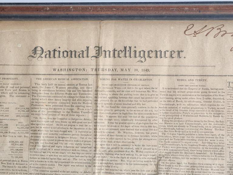Auction Ohio | National Intelligencer Newspaper Page from 1849