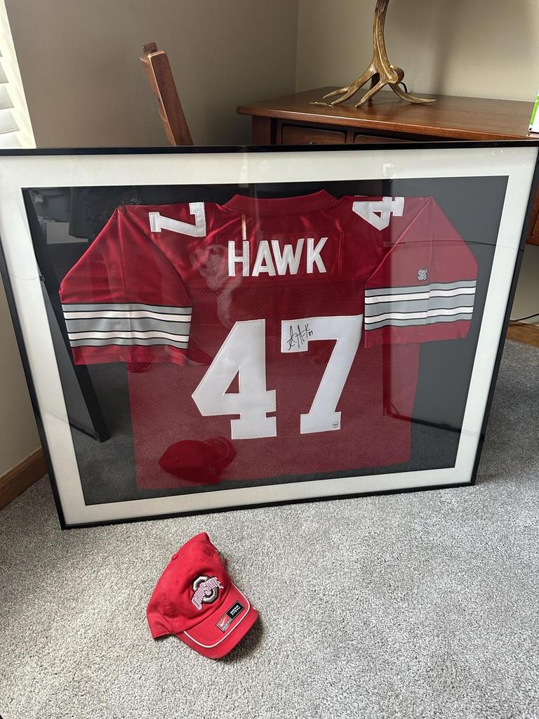 Auction Ohio | Framed/signed AJ Hawk Jersey